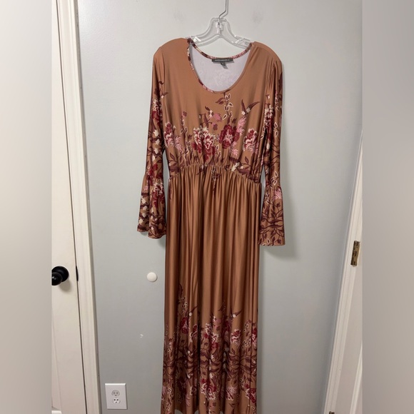 Kate & Mallory | Dresses | Kate And Mallory Brown Floral Long Sleeve ...